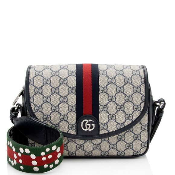 Gucci | Bags | Gucci Gg Supreme Ophidia Studded Web Flap Small ...